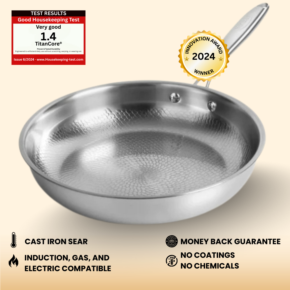 TitanCore® - Pure titanium, non-stick cooking without PTFE/PFOA/PFAS c