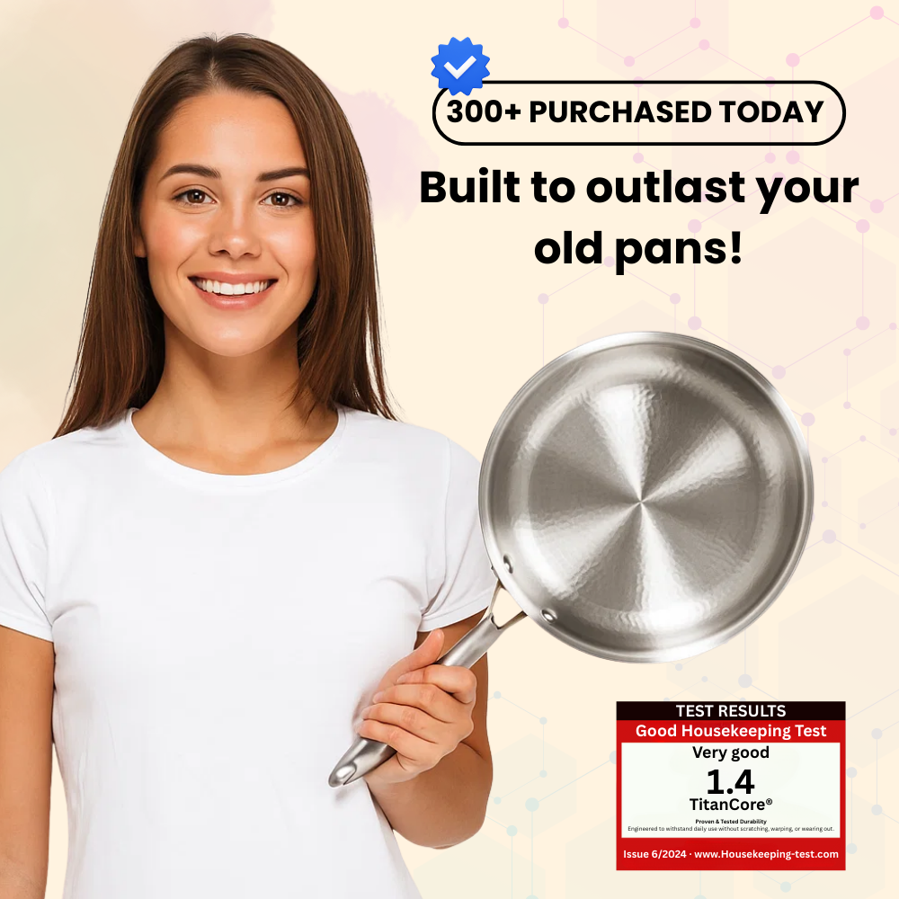 TitanCore® - Pure titanium, non-stick cooking without PTFE/PFOA/PFAS c